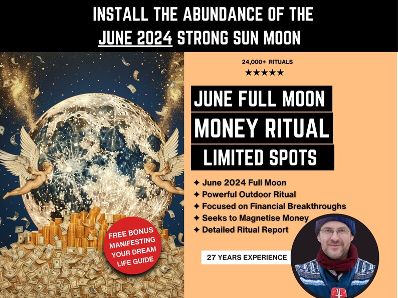 June 2024 Full Moon MONEY RITUAL Harness the Strong Sun Moon/strawberry ...