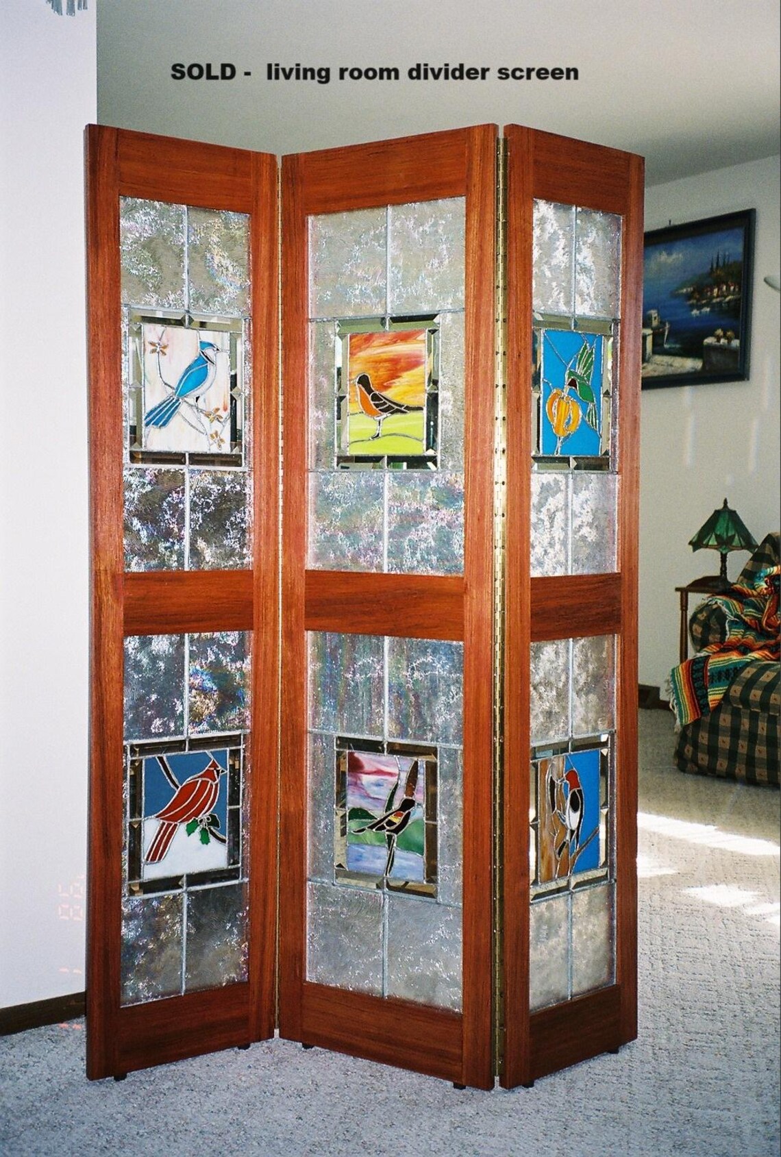 Stained Glass Tri-fold Room Divider/privacy Screen in an Amish Built ...