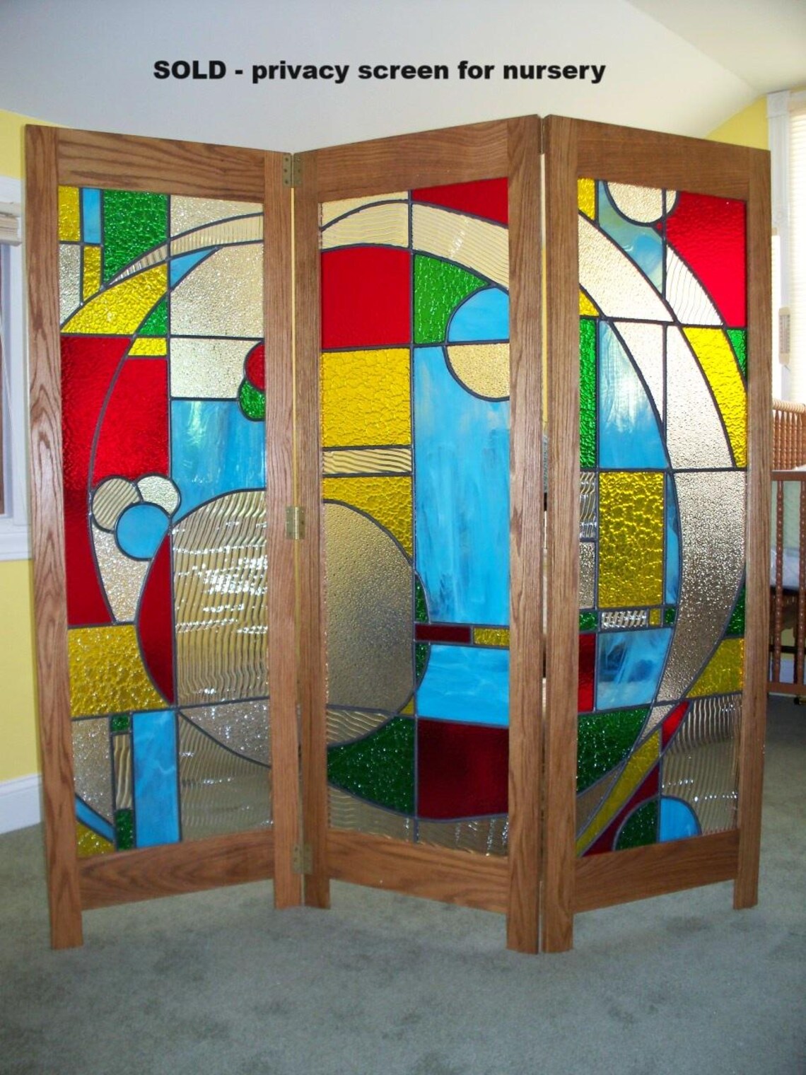Stained Glass Tri-fold Room Divider/privacy Screen in an Amish Built ...