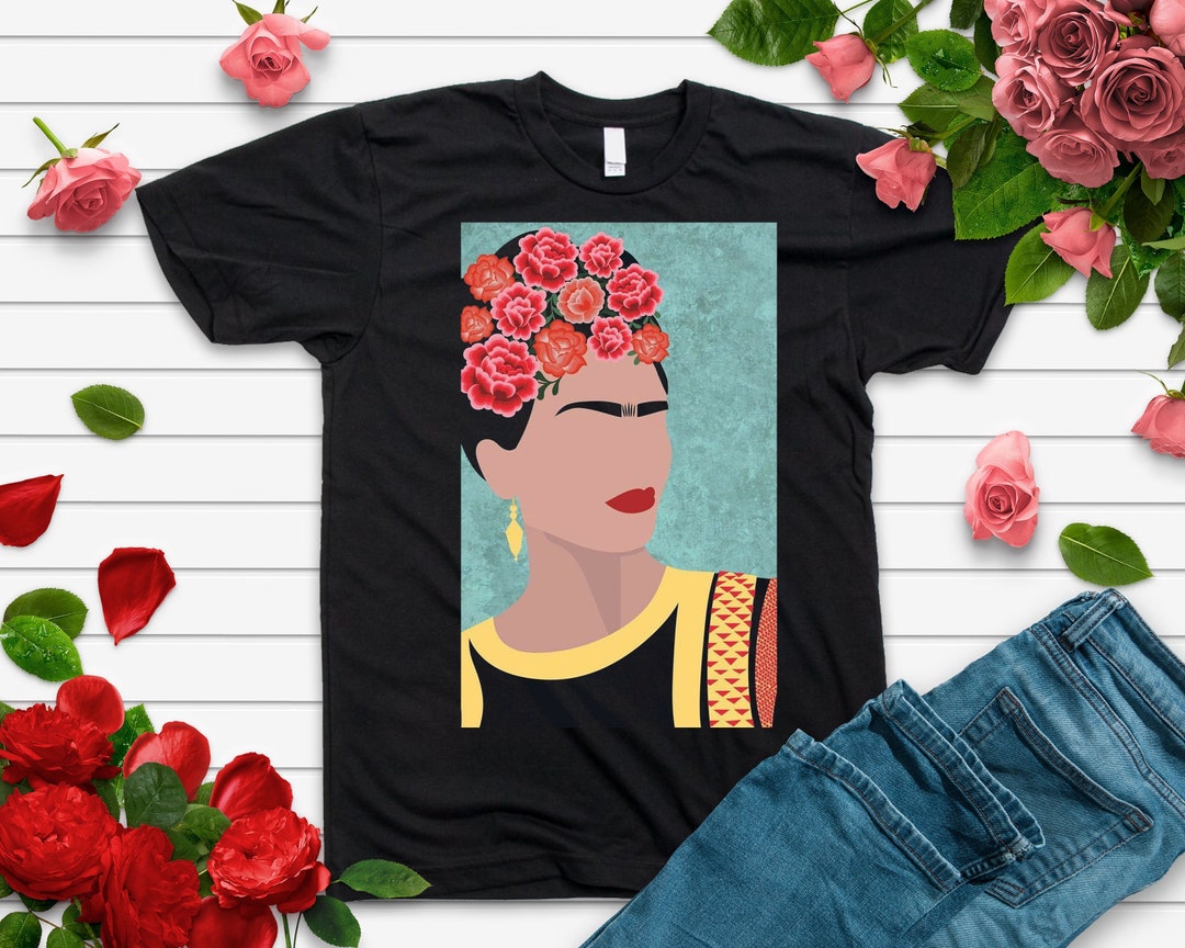 Frida Kahlo Artistic T-shirt, Crayon Canvas Frida Tee, Frida Kahlo ...