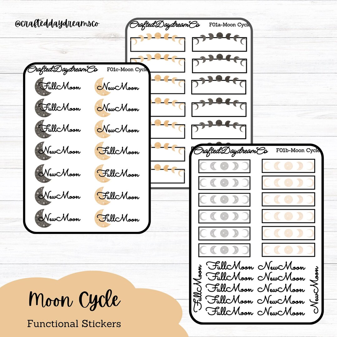 Printable Moon Cycle Sticker Kit | Full Moon & New Moon Stickers ...