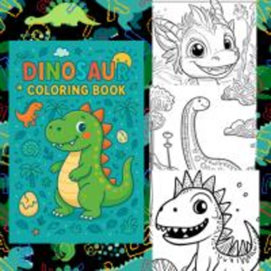 Dino Doodles: A Cute Dinosaur Coloring Book 25 Pages - Etsy