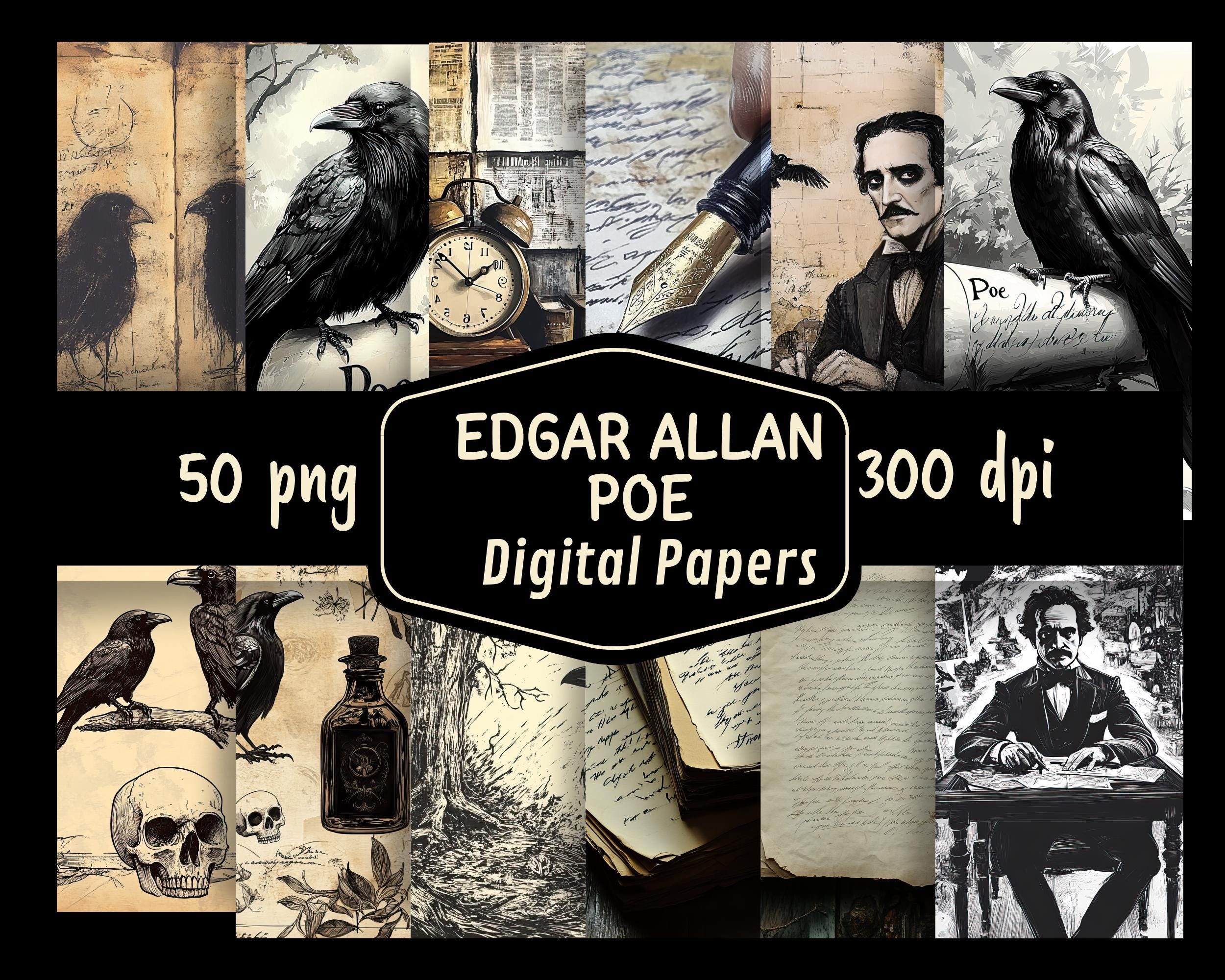 Edgar Allan Poe Digital Paper Pack Scrapbooks Junk Journals 300 Dpi ...