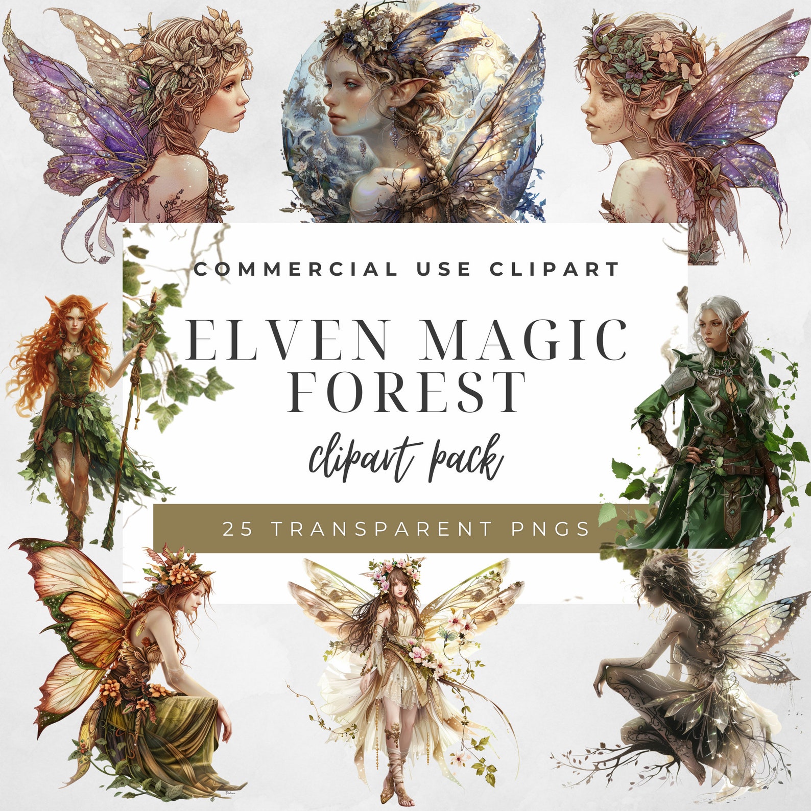 Mystical Elven Forest Clipart Collection AB, PNG Images Graphics ...