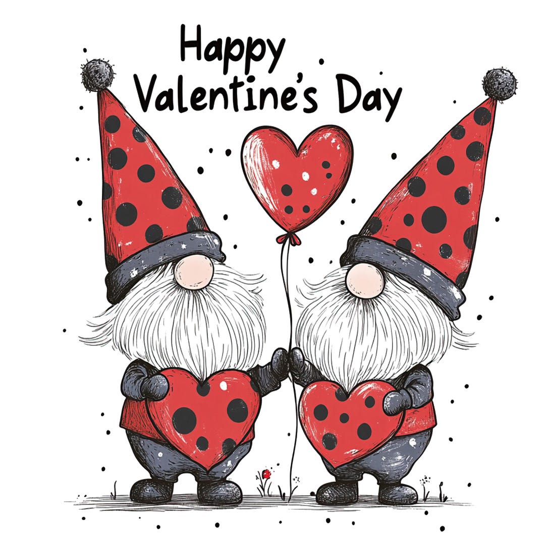 Valentines Whimsical Gnomes With Hearts PNG, 300 Dpi, Perfect for Mugs ...