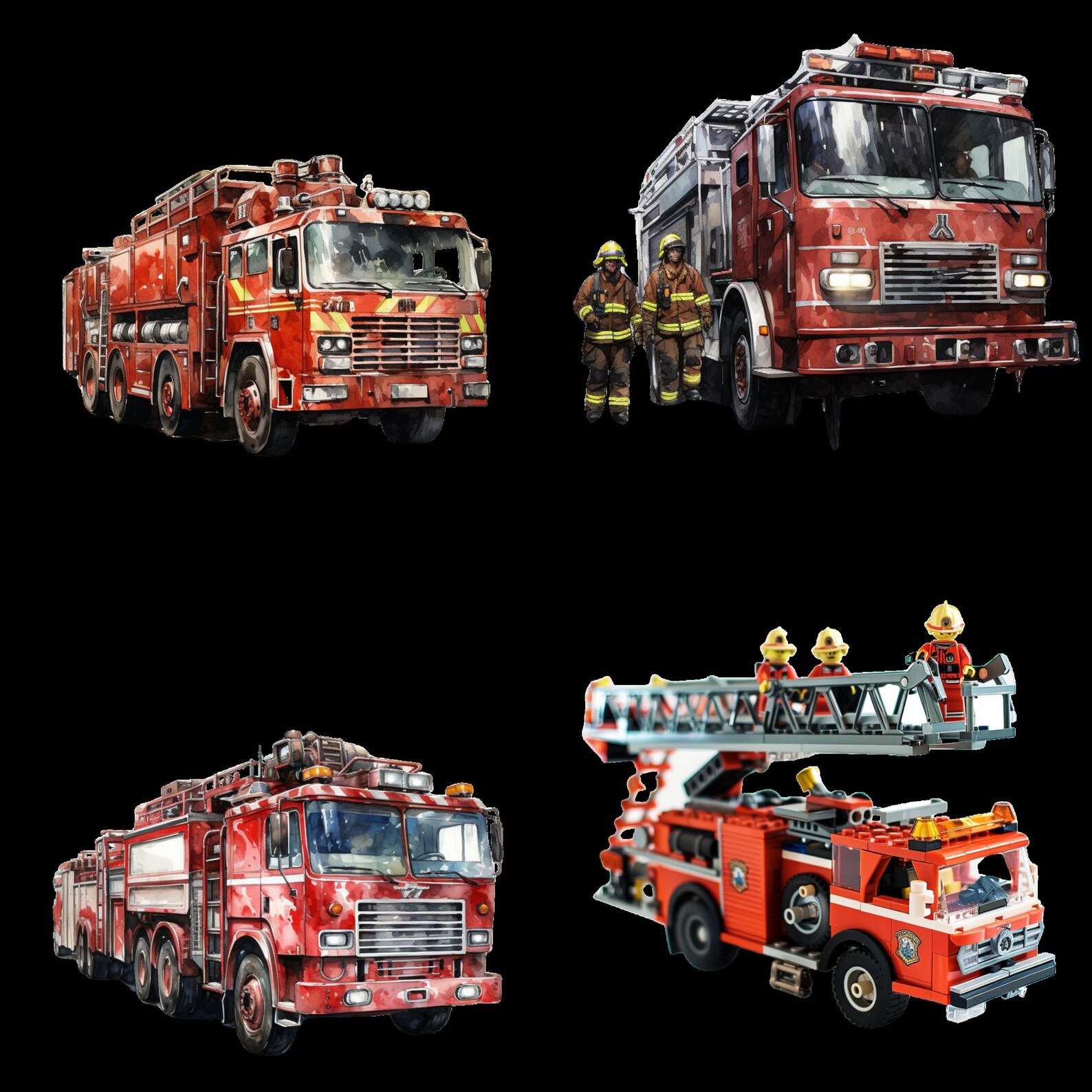 Firetruck, Adventure, Clipart Set, Digital Download, Firefighter, First ...