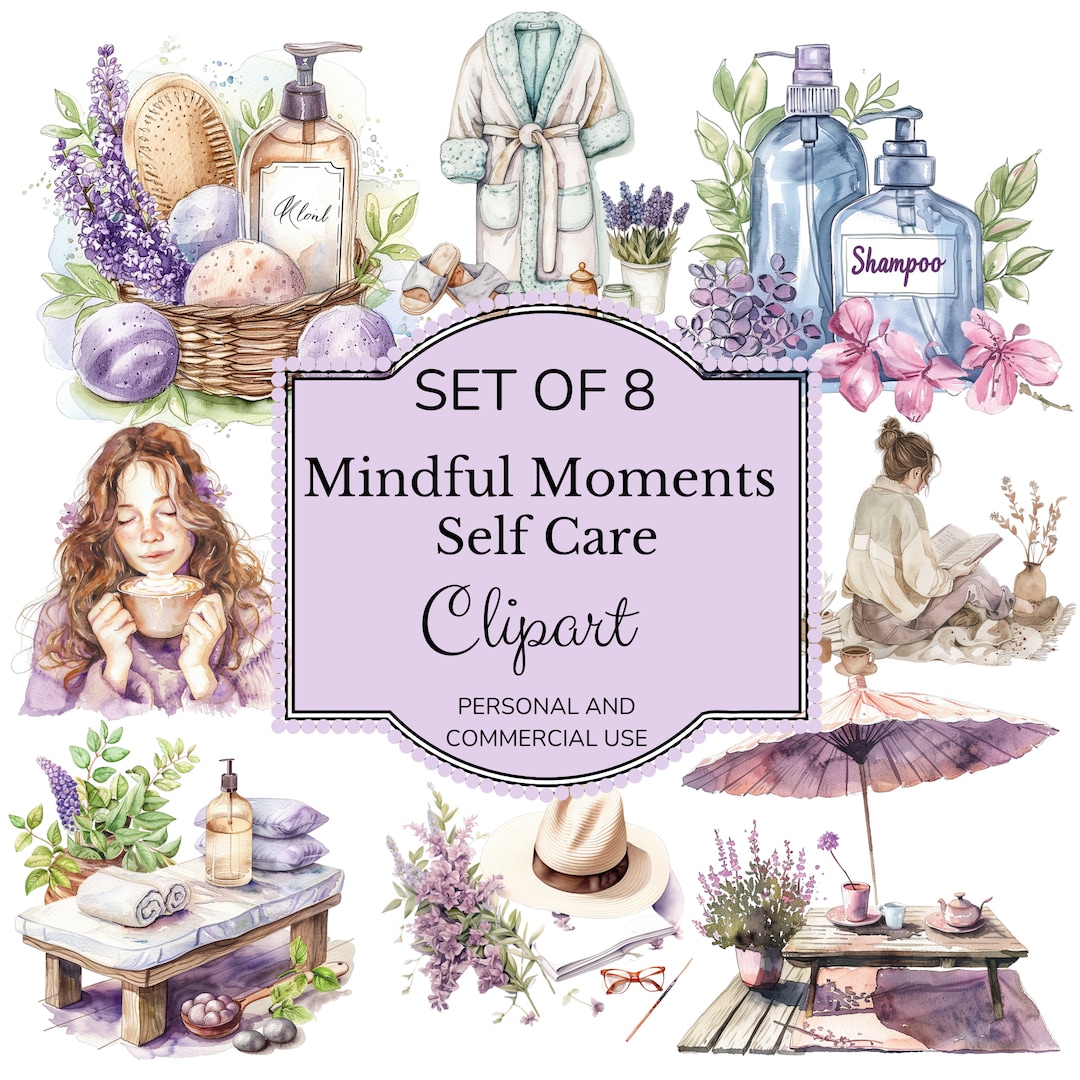 Mindful Moments Self-care Clipart Set | Wellness Illustrations for ...
