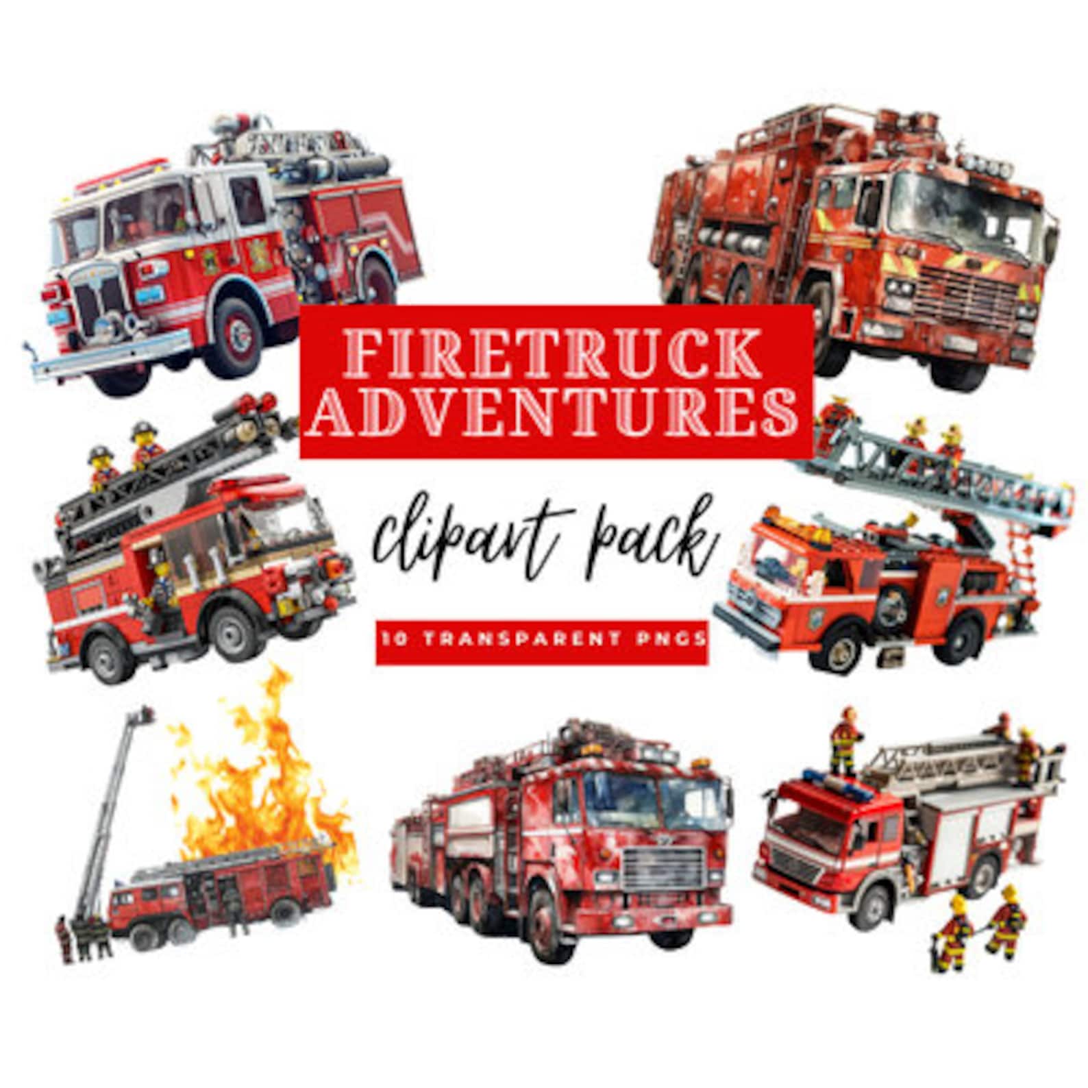 Firetruck, Adventure, Clipart Set, Digital Download, Firefighter, First ...