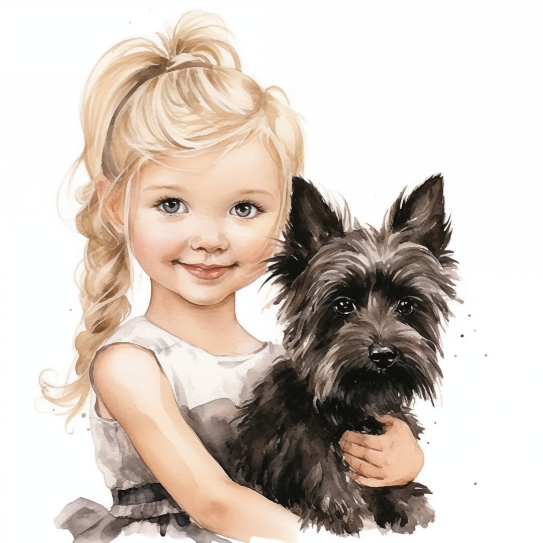 Adorable Scottie and Little Girl Clipart PNG Image Transparent ...