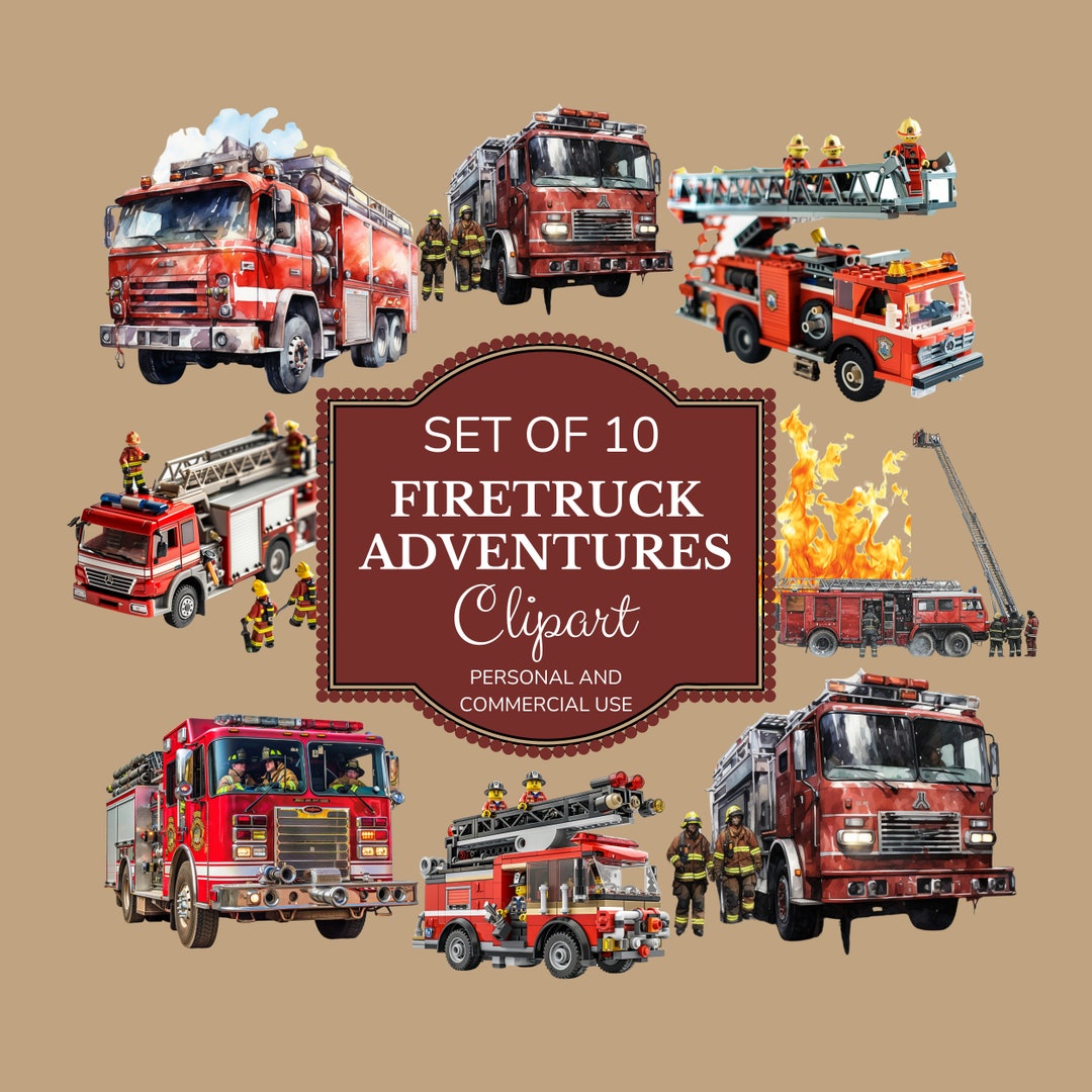 Firetruck, Adventure, Clipart Set, Digital Download, Firefighter, First ...