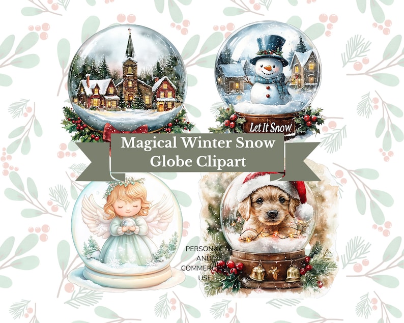 Beautiful Christmas Snow Globes Clipart Holiday Graphics for All of ...