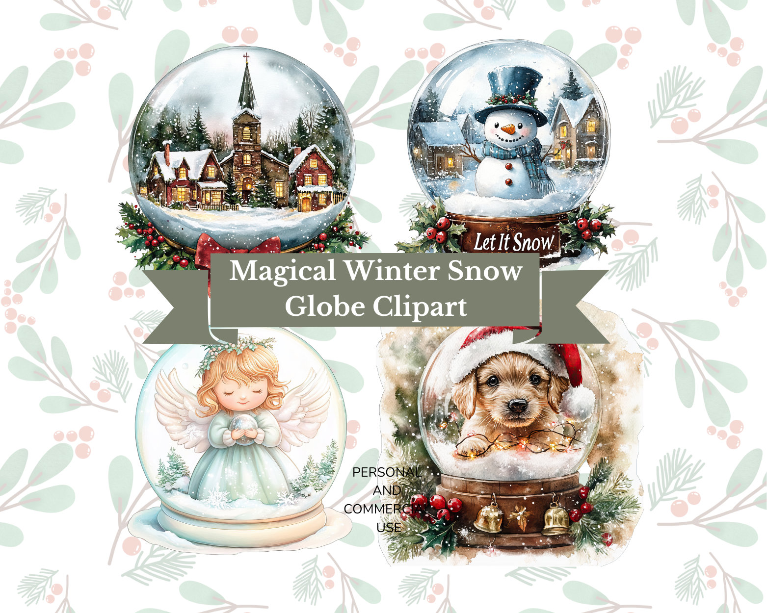 Beautiful Christmas Snow Globes Clipart Holiday Graphics for All of ...