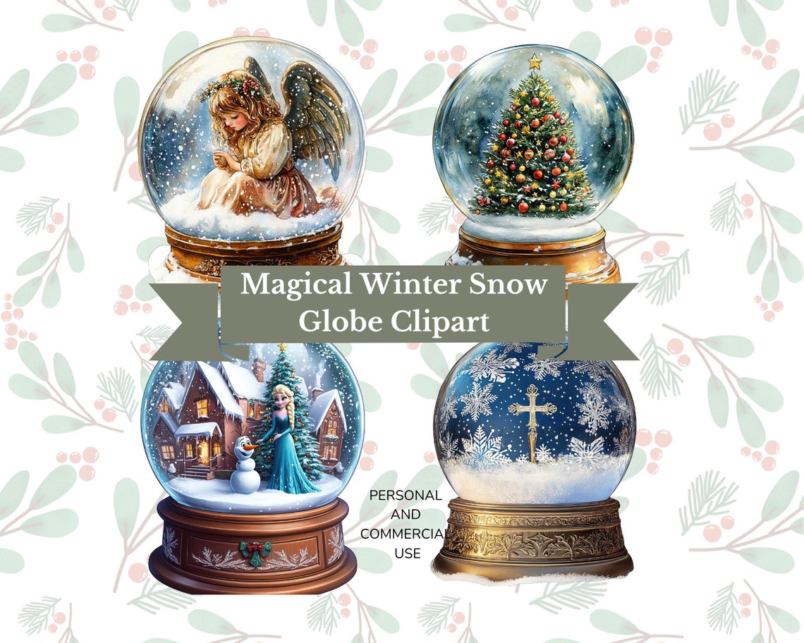Beautiful Christmas Snow Globes Clipart Holiday Graphics for All of ...