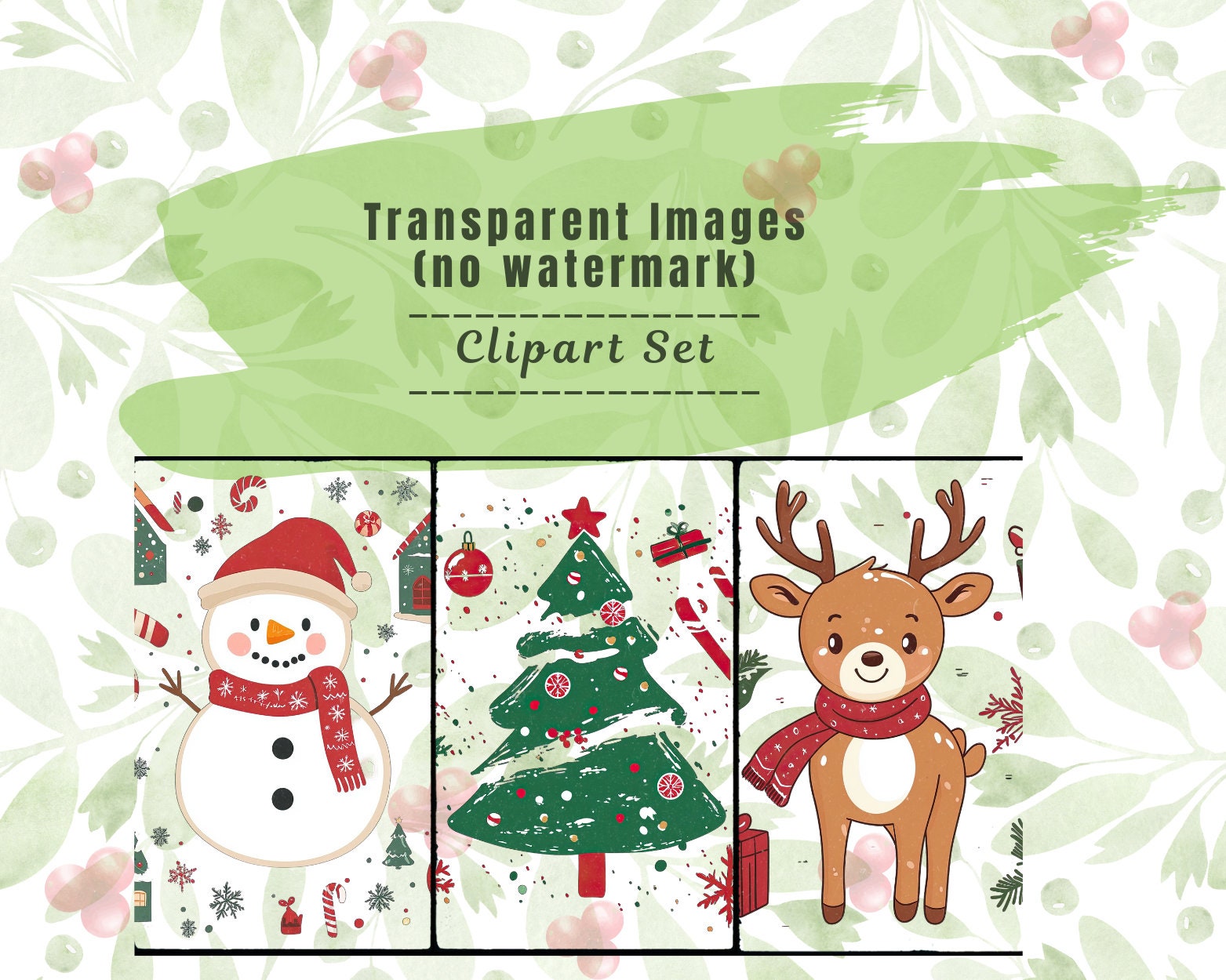 Merry Christmas Clipart Collection | Perfect for Holiday Crafts Designs ...