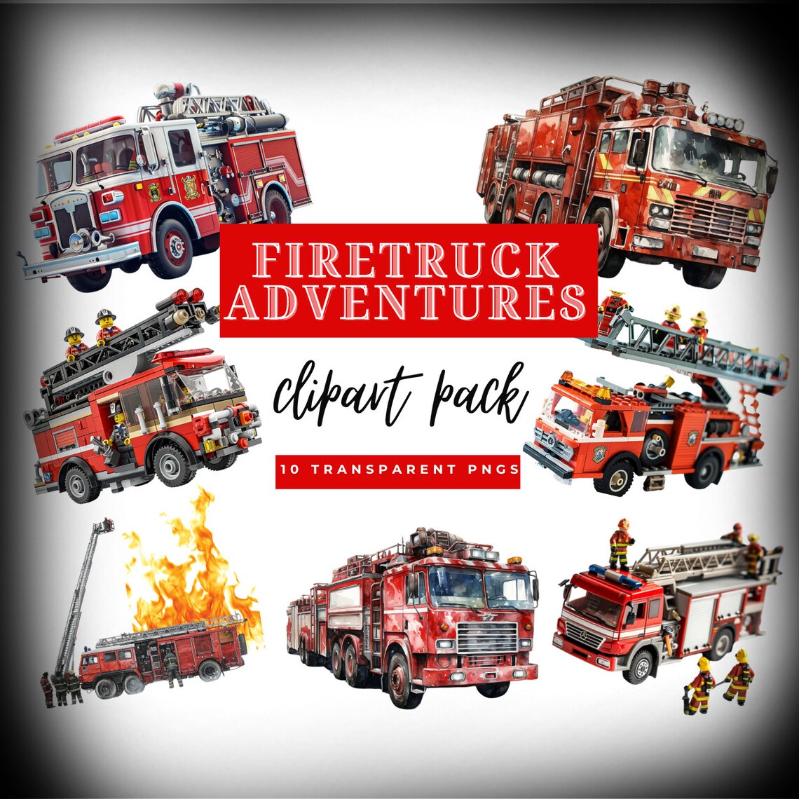 Firetruck, Adventure, Clipart Set, Digital Download, Firefighter, First ...