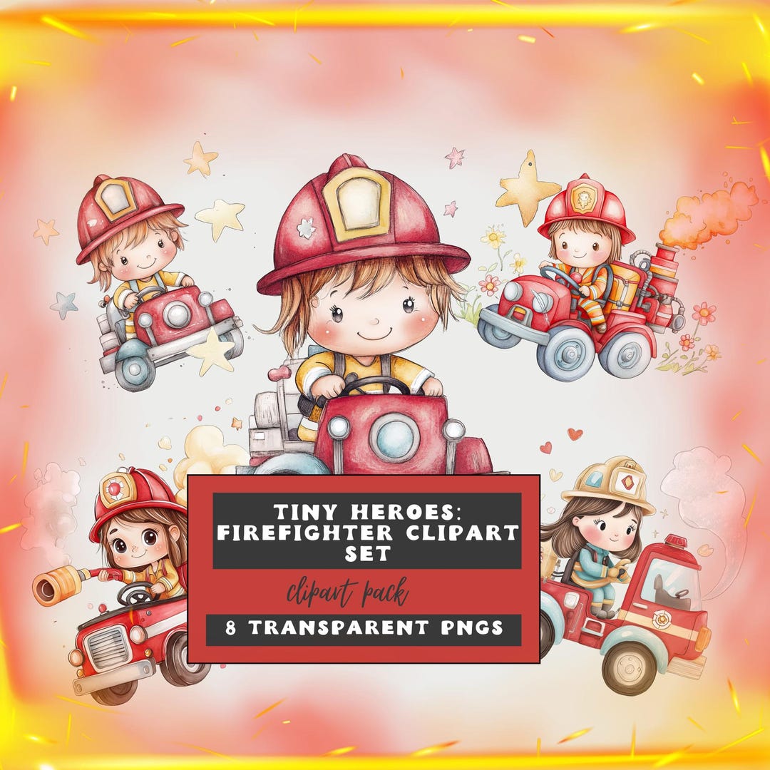 Tiny Heroes: Firefighter Clipart Set – Adorable Designs for DIY ...