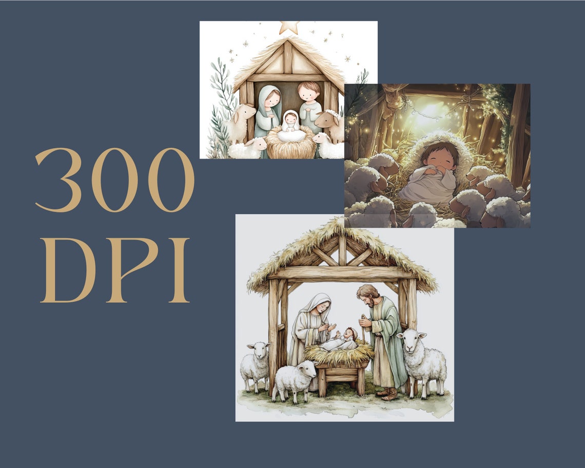Nativity Manger Scene Clipart Set | Christian Christmas Digital ...