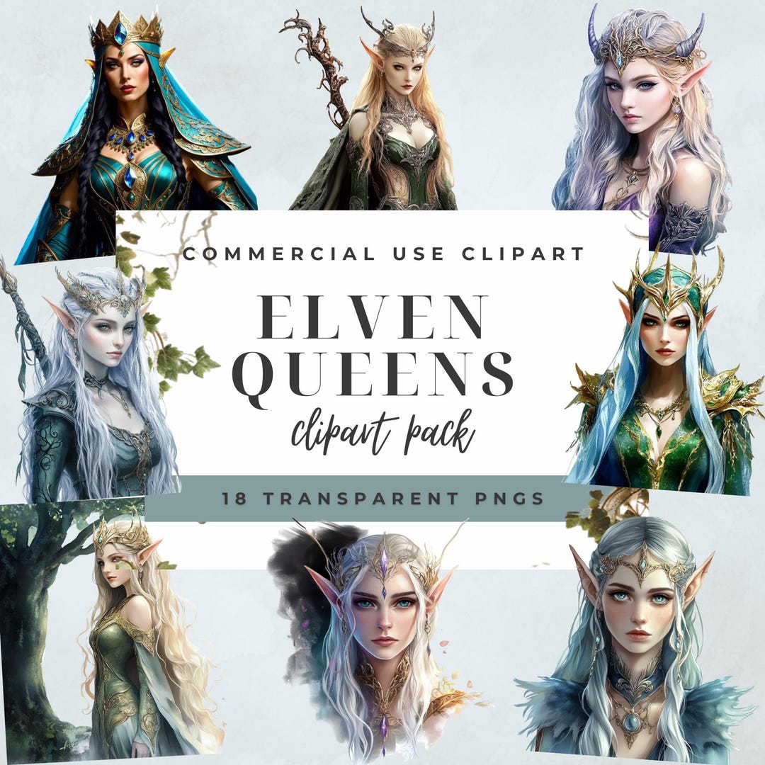 Elven Queens, Clipart, Collection, Watercolor Pics, Watercolour, 18 ...