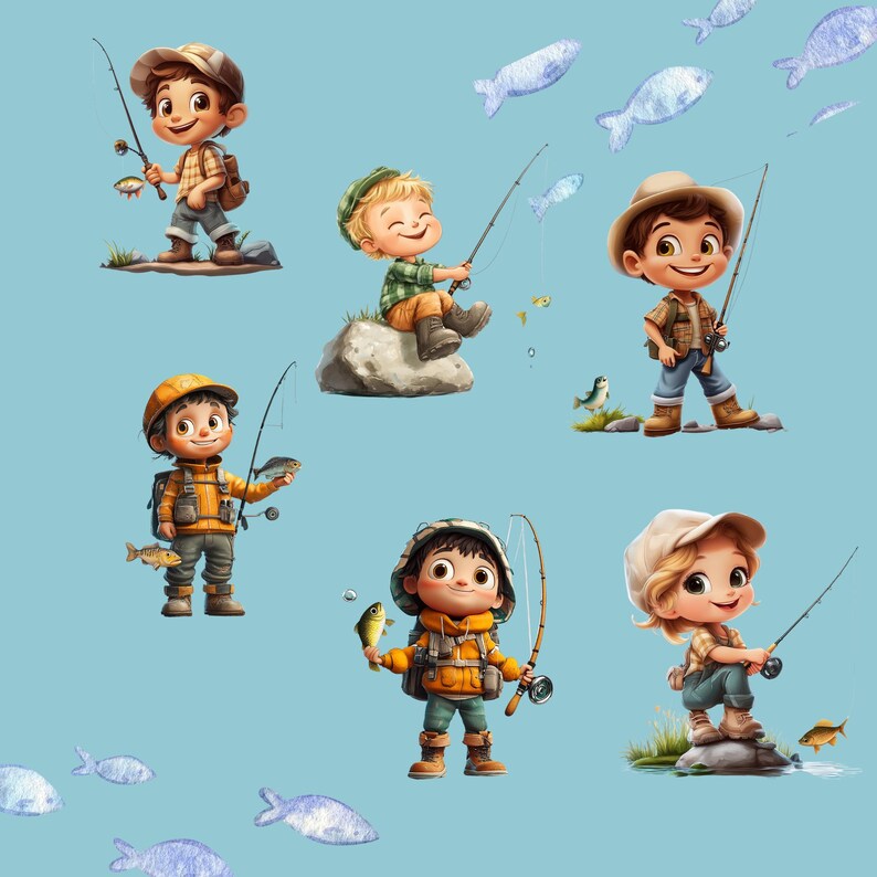 Fun Cartoon Fishing Kids Clipart – Adorable Designs for DIY Projects 20 ...