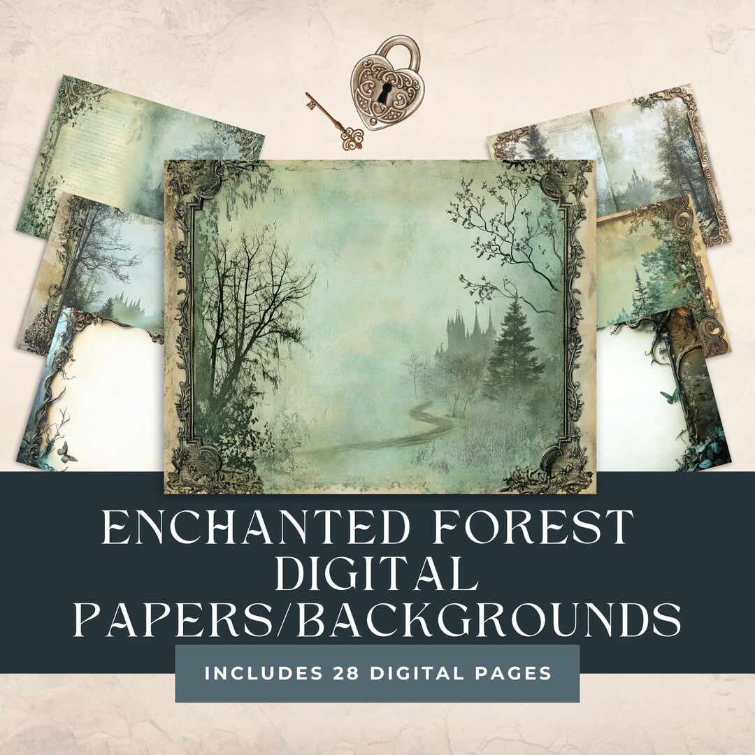 Enchanted Forest Digital Pages/backgrounds, Great for Junk Journals ...