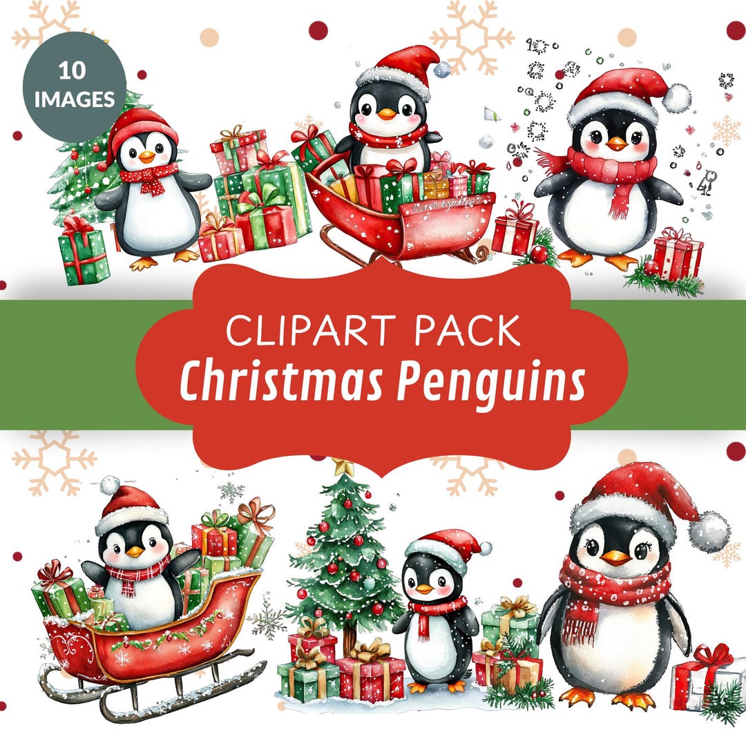Christmas Penguins Clipart Set | Christmas Digital Illustration for All ...