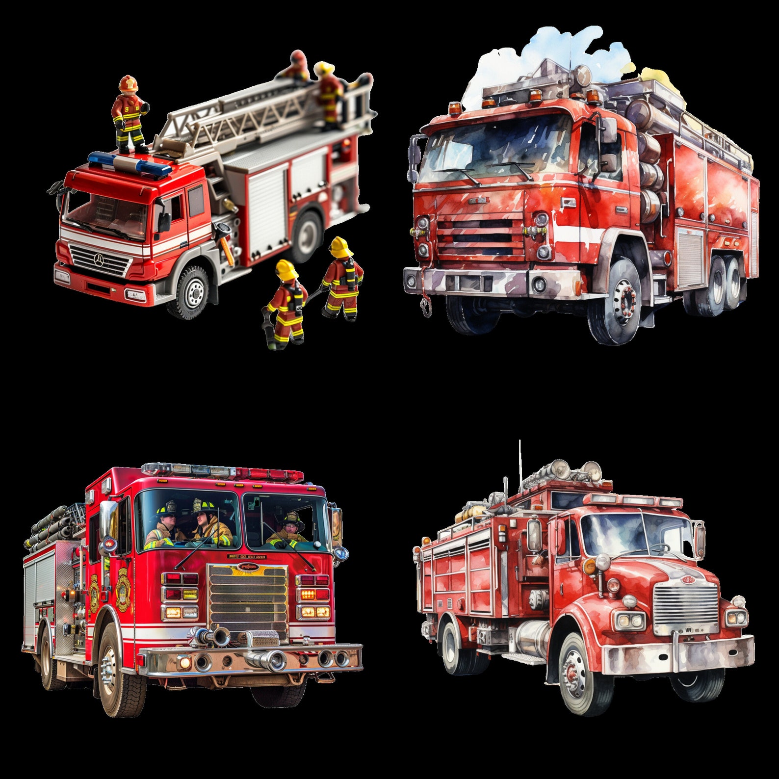 Firetruck, Adventure, Clipart Set, Digital Download, Firefighter, First ...