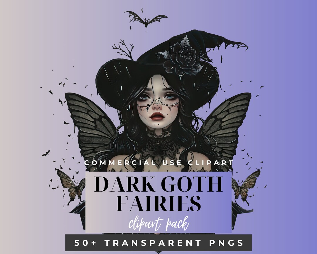 Dark Goth Fairies Clipart Collection Perfect for Halloween 300 Dpi 50 ...