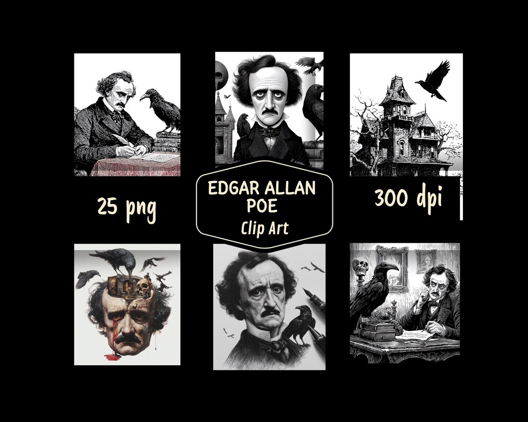 Edgar Allan Poe Clip Art, Scrapbooks Junk Journals 300 Dpi, 3600 X 3600 ...