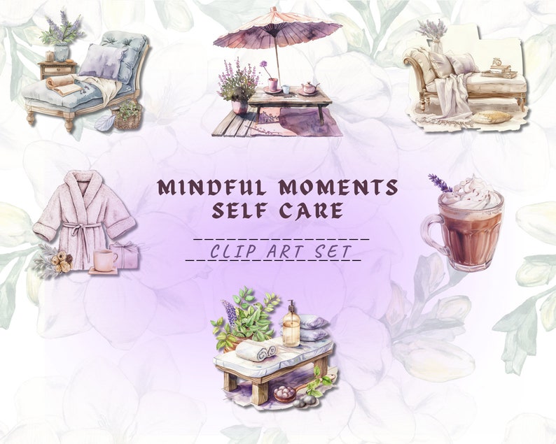 Mindful Moments Self-care Clipart Set | Wellness Illustrations for ...