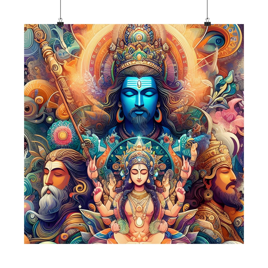 Vertical Matte Poster: Divine Indian Gods in Mystic Art, Spiritual Home ...