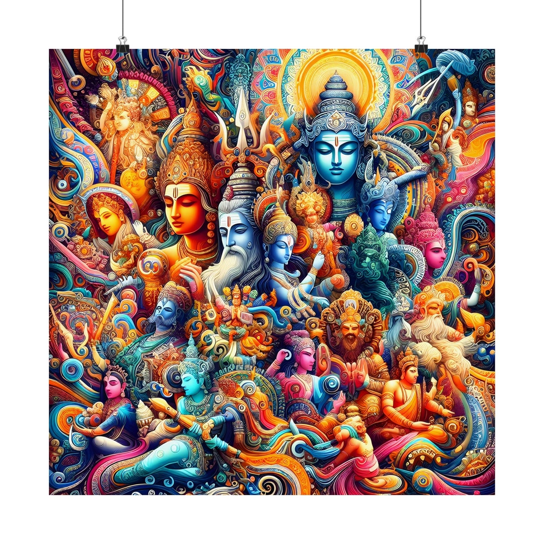 Indian Gods Poster Matte Vertical Cosmic Art Print Mystical Hindu ...