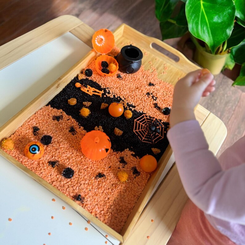 Sensory Bin Montessori Halloween, Halloween Kids Activities, No Dye ...
