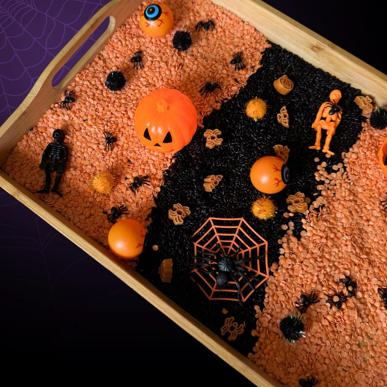 Sensory Bin Montessori Halloween, Halloween Kids Activities, No Dye ...
