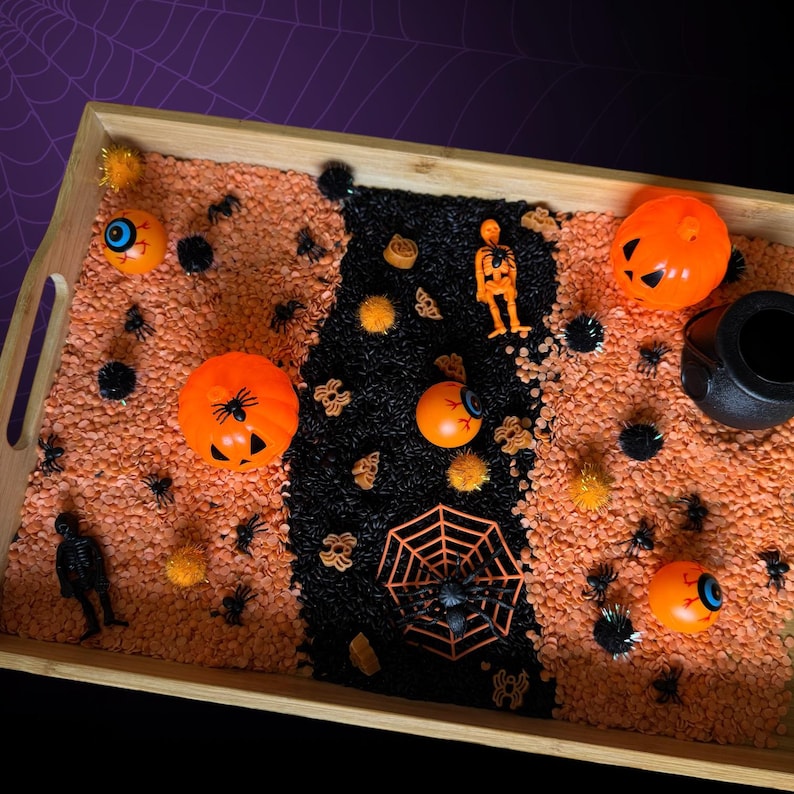Sensory Bin Montessori Halloween, Halloween Kids Activities, No Dye ...