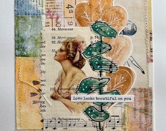 Vintage Collage, Mixed Media Collage, Vintage Photo, Stitched Paper - Etsy