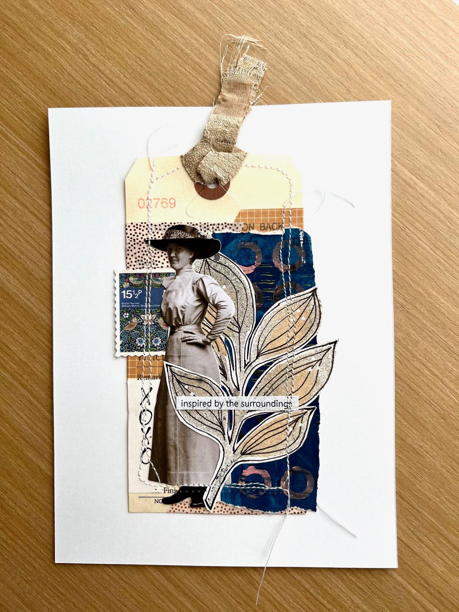 Vintage Collage, Mixed Media Collage, Vintage Photo, Stitched Paper - Etsy