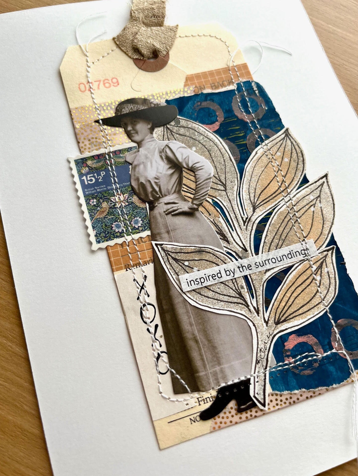 Vintage Collage, Mixed Media Collage, Vintage Photo, Stitched Paper - Etsy