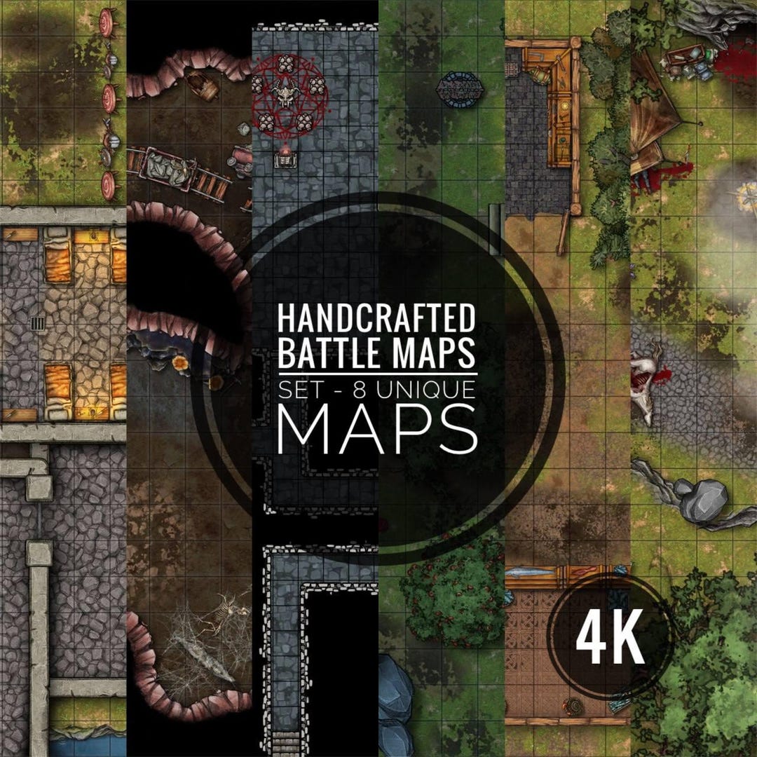 Set of 8 Handcrafted Battle Maps for Board Game , Dnd, D&D, 5e, Roll20 ...
