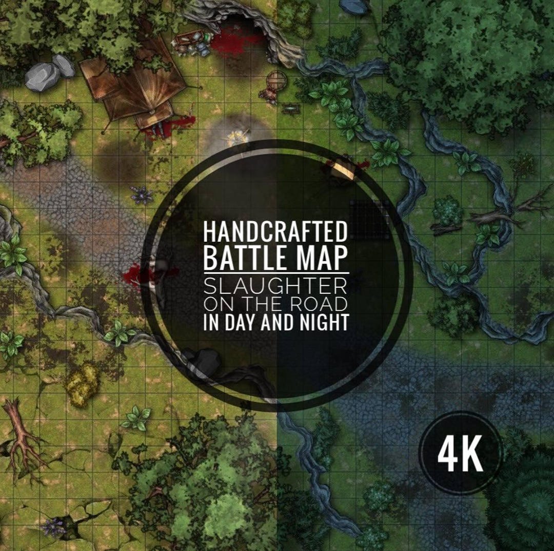 Handcrafted 4K Battle Map Slaughter on the Road for Board Game - Etsy