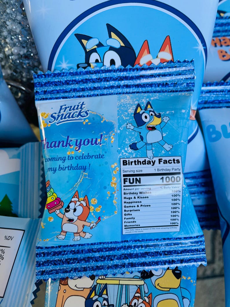 Personalized Fruit Snacks Birthday Party Favor Bags & Water Bottle ...