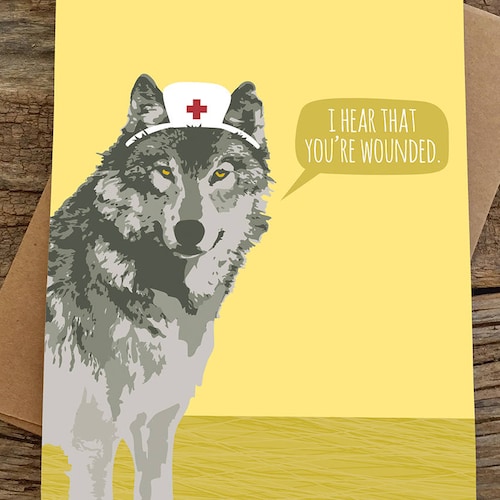 Funny Get Well Soon Card / Wolf - Etsy