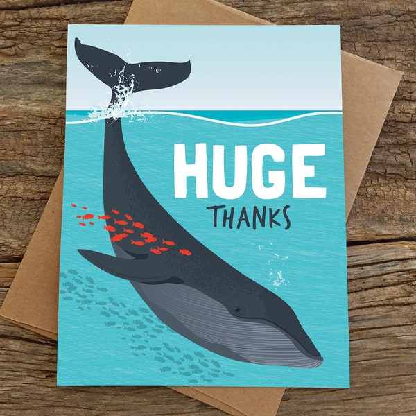 Whale Thank You Card - Etsy