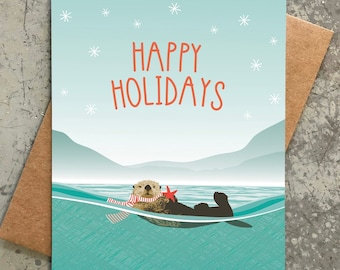Otter Christmas - Etsy