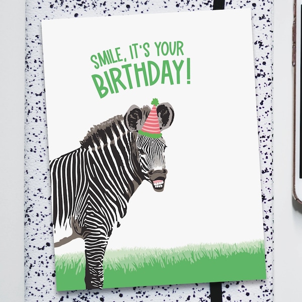 Zebra Birthday Card - Etsy