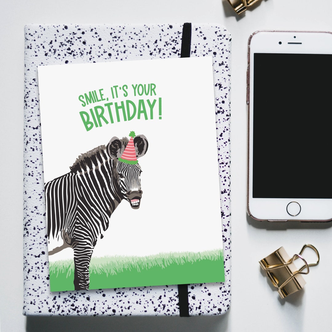 Funny Birthday Card / Smile / Zebra - Etsy