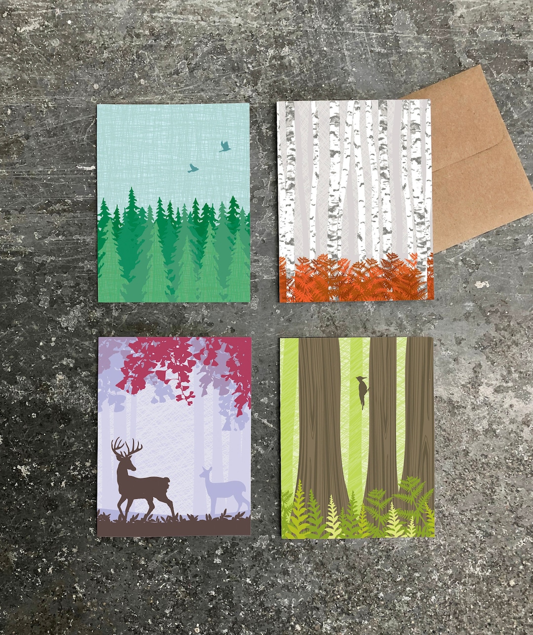 Assorted Box of 8 Cards / Forest - Etsy