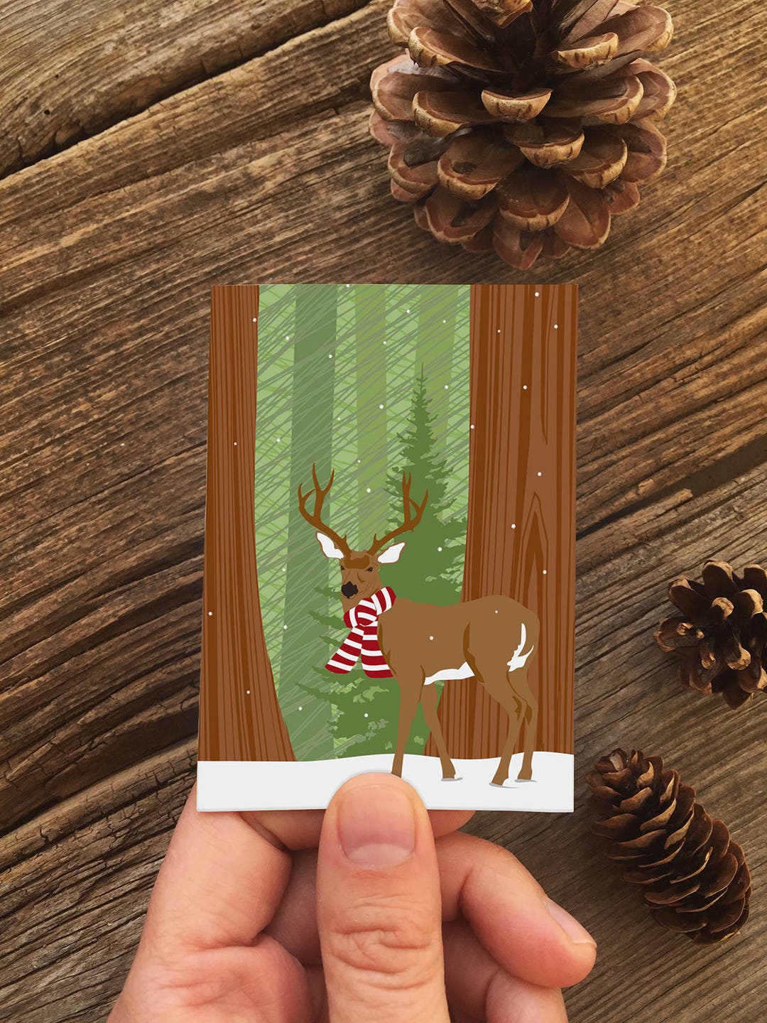 Holiday Gift Enclosure Cards / Mini Cards / Deer Scarf - Etsy