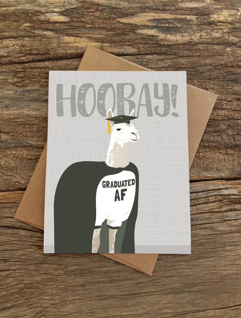 Funny Graduation Card / Graduated Af / Llama - Etsy