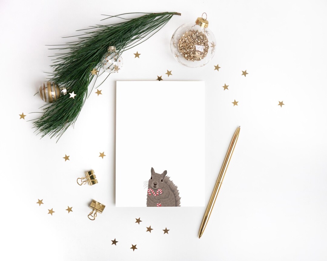 Squirrel With Candy Canes Notepad / Holiday Notepad - Etsy