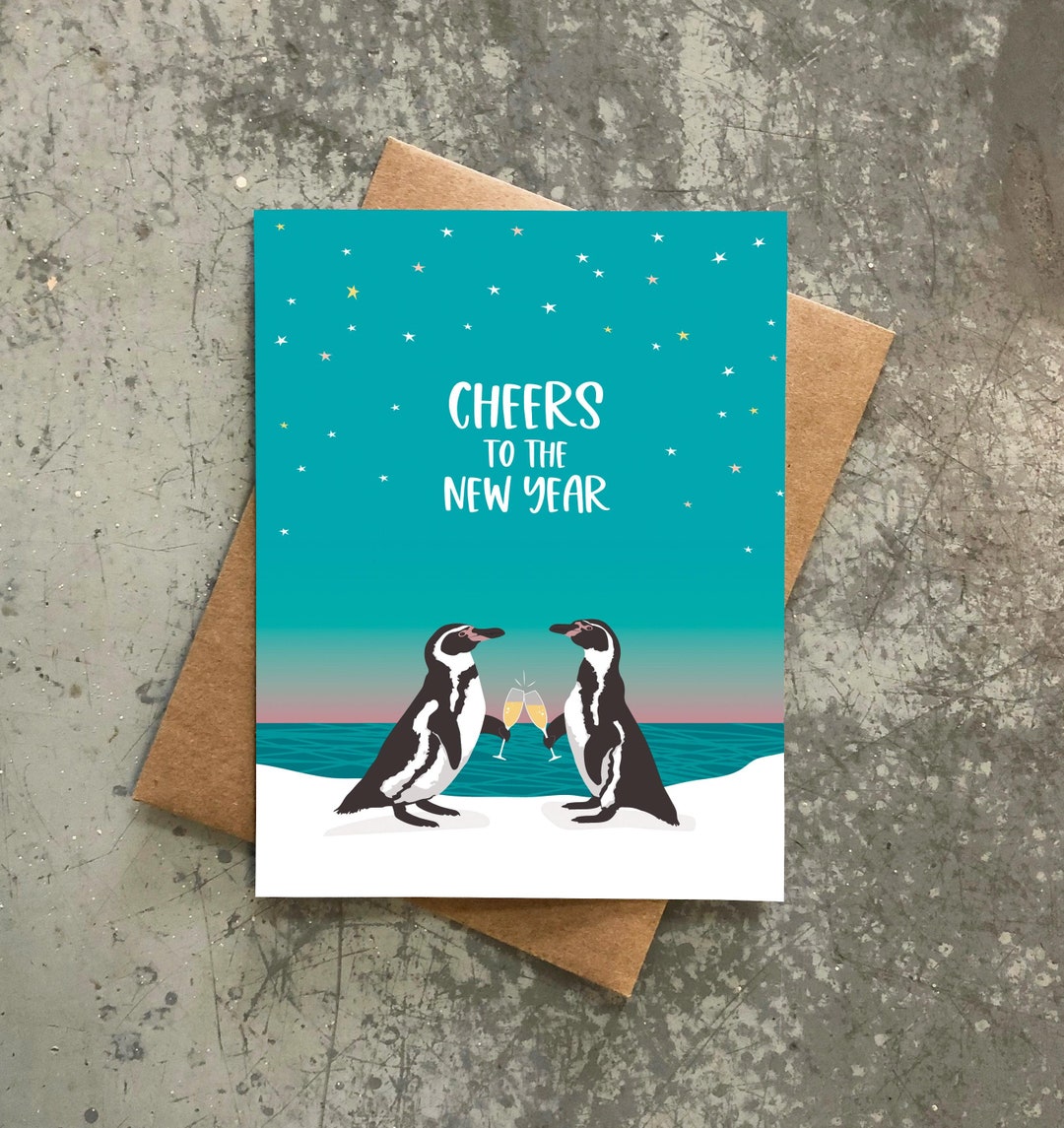 Cheers to the New Year Card Set / Penguins / Boxed Set of 8 - Etsy